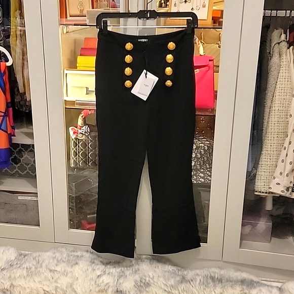 Balmain | Pants & Jumpsuits | Balmain Crop Flare Pants Goldbutton Sz 38 ...